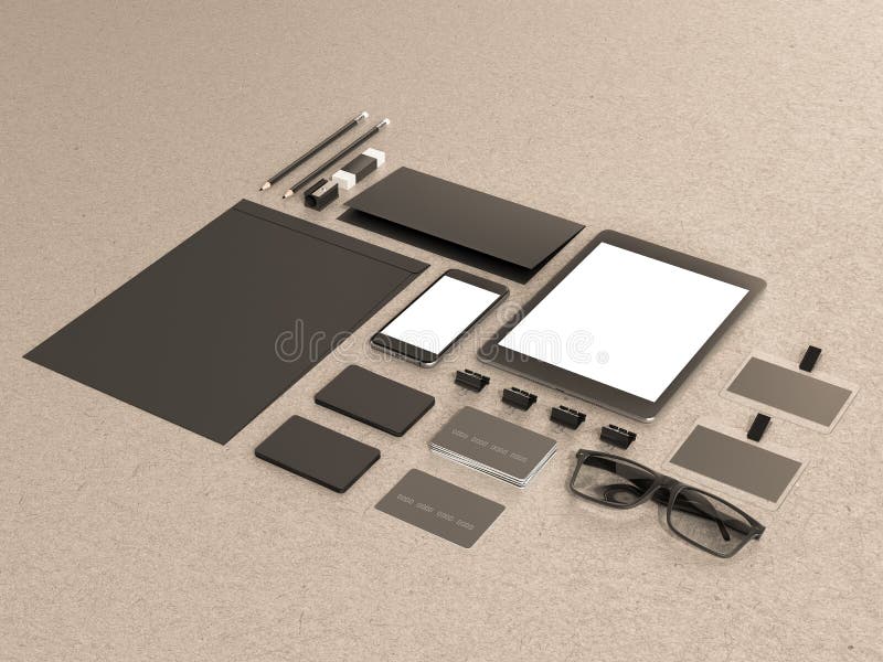 Set of Mockup Elements on the Wood Table. Mockup Business Template ...