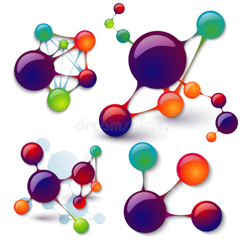 Set of Models of Molecules Infographics Stock Vector - Illustration of ...