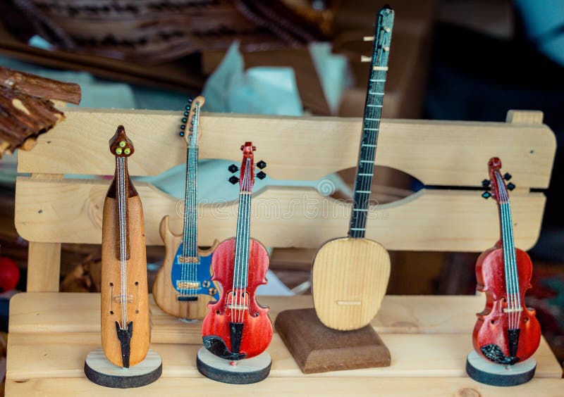 Set of Models of Wooden Musical Instruments Stock Photo - Image of ...