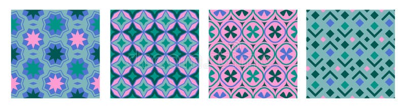 Set of Modern Abstract Geometric Patterns. Collection of Patterns with ...