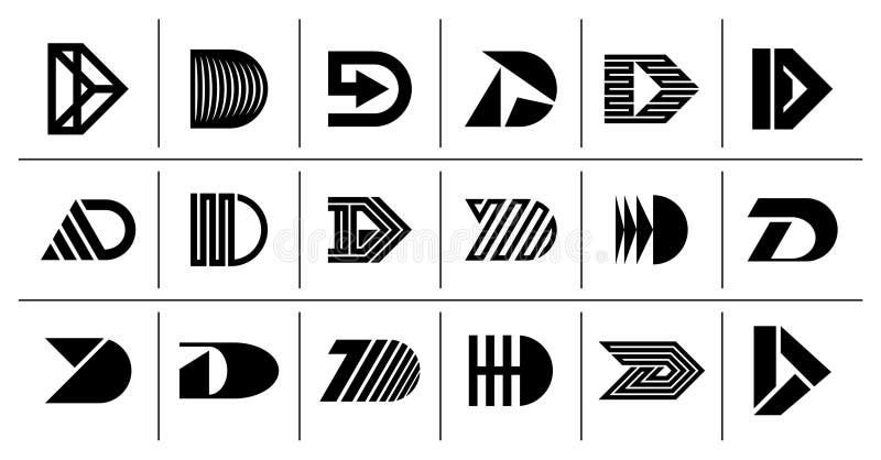 Set of Modern Abstract Letter D Logo Vector Stock Vector - Illustration ...