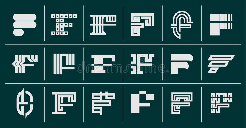 Set of Modern Abstract Letter F Logo Template Stock Vector ...