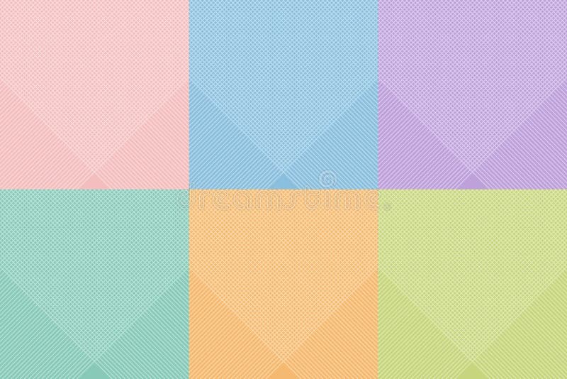 Set of Modern Abstract Lines Grid Pattern on Pastels Colors Background Stock Vector ...