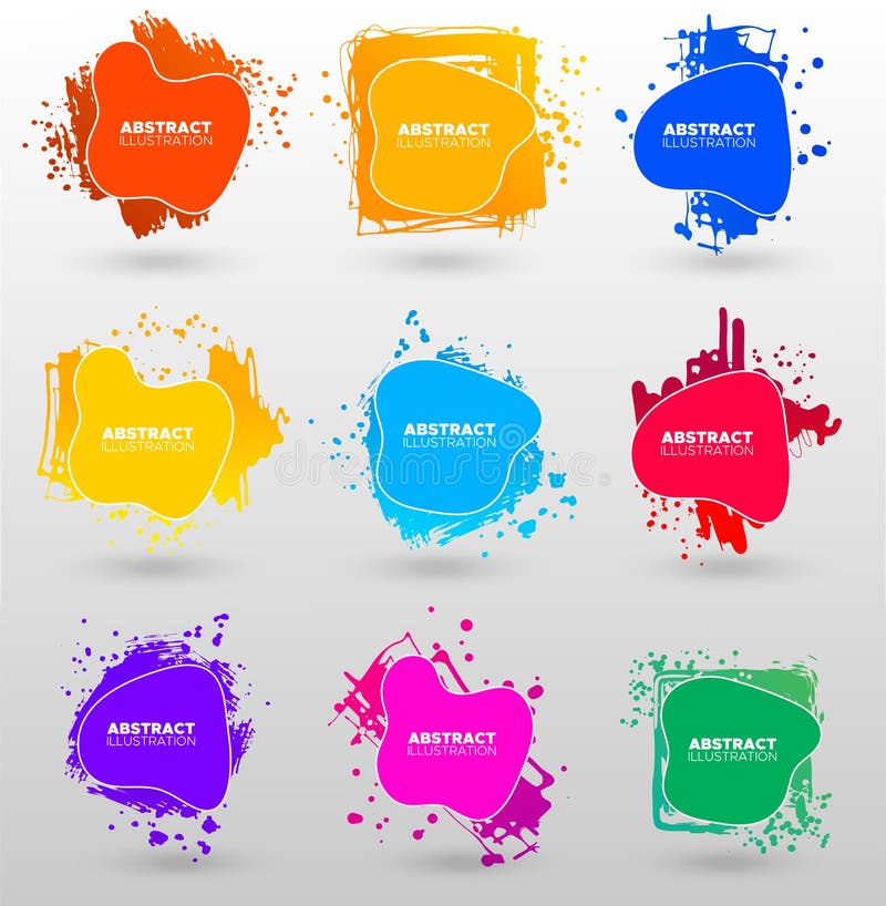 Set of Modern Abstract Vector Banners. Ink Style Shapes of Gradient ...
