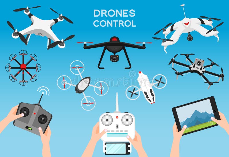 Set of Modern Air Drones and Remote Control. Science and Modern ...