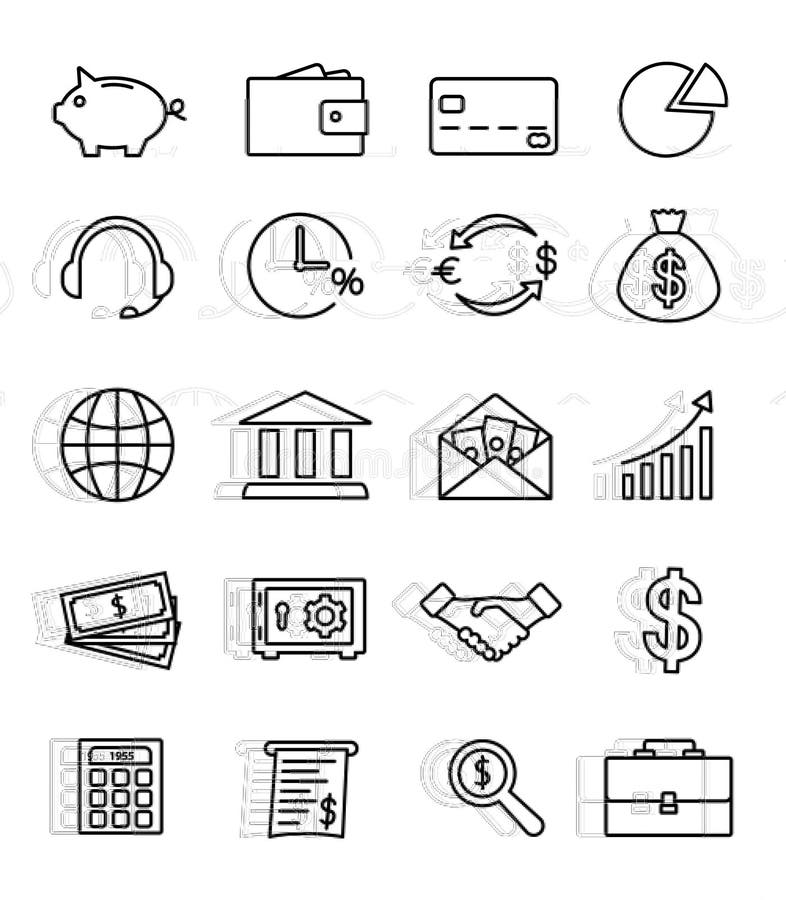 Set of Modern Banking Icons Thin Line. Financial and Money Icons Stock ...