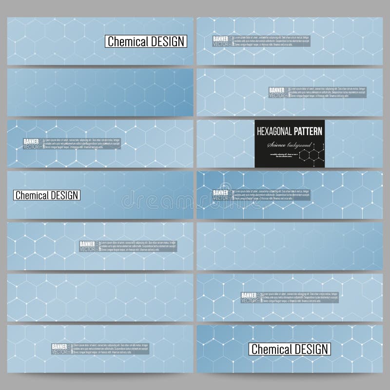 Set of Modern Banners. Chemistry Pattern, Hexagonal Design Vector ...