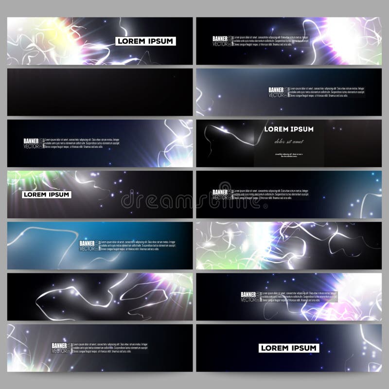 Set of Modern Banners. Electric Lighting Effect. Magic Vector ...