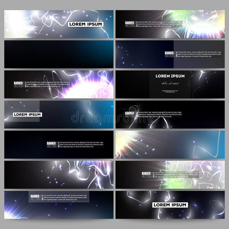 Set of Modern Banners. Electric Lighting Effect. Magic Vector ...
