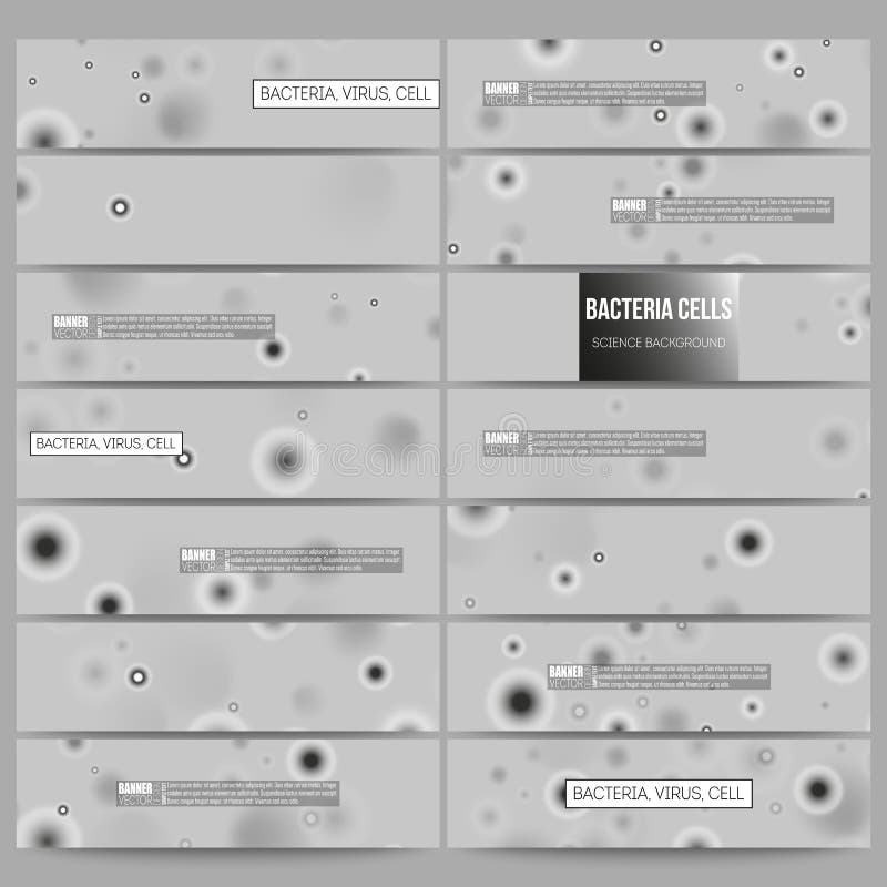 Set of Modern Banners. Molecular Research, Cells in Gray, Science ...