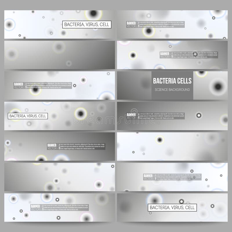 Set of Modern Banners. Molecular Research, Cells in Gray, Science ...