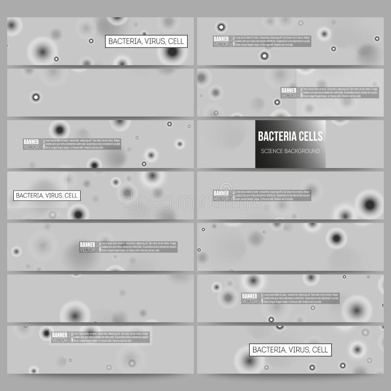 Set of Modern Banners. Molecular Research, Cells in Gray, Science ...