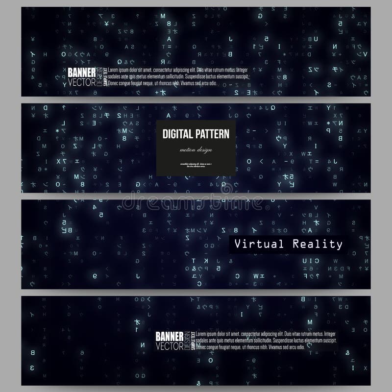 Set of Modern Banners. Virtual Reality, Abstract Technology Background ...