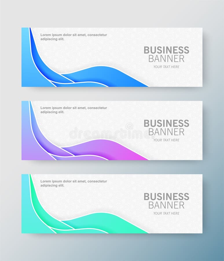 Set of Modern Business Banners with Wave Background Stock Illustration ...