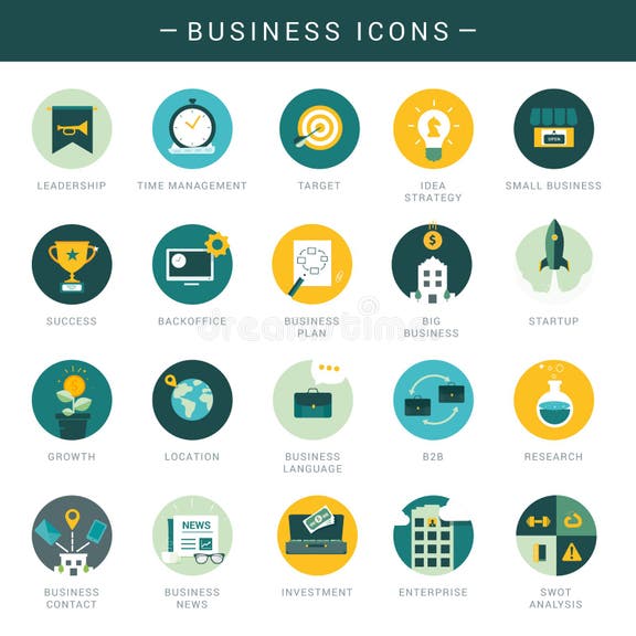 Set of Modern Business Icons Stock Vector - Illustration of plan ...