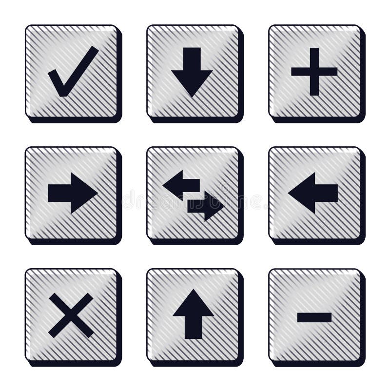 Set of Modern Buttons Icons Stock Vector - Illustration of left ...