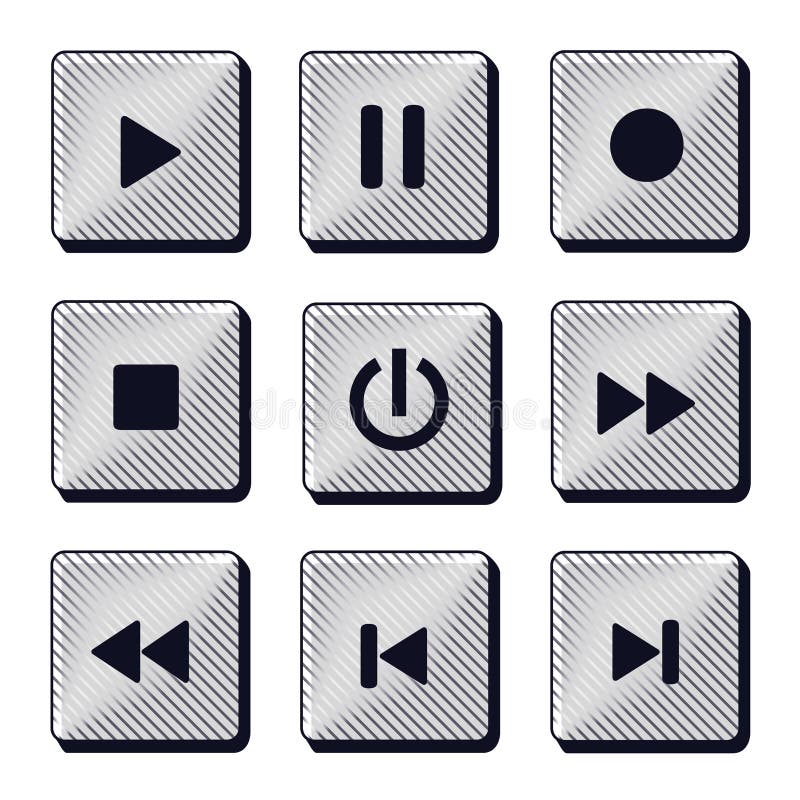 Set of Modern Buttons Icons Stock Vector - Illustration of keypad, loud ...