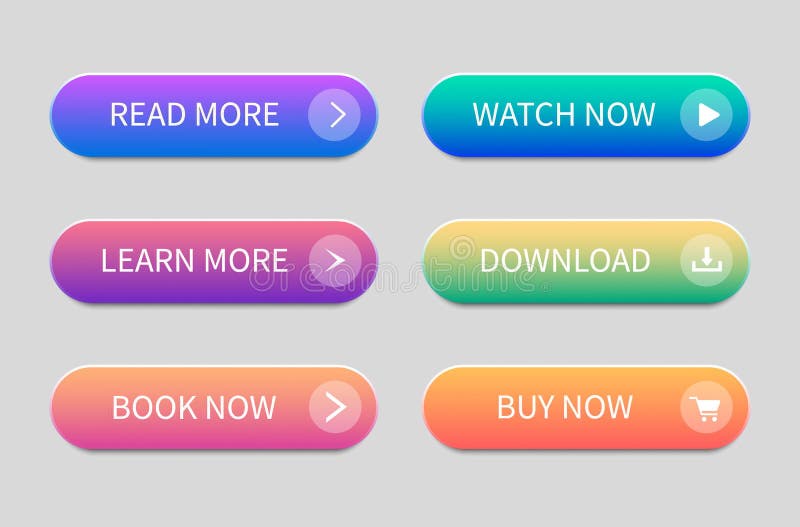 Set of Modern Buttons for Website and User Interface. Gradient Buttons ...