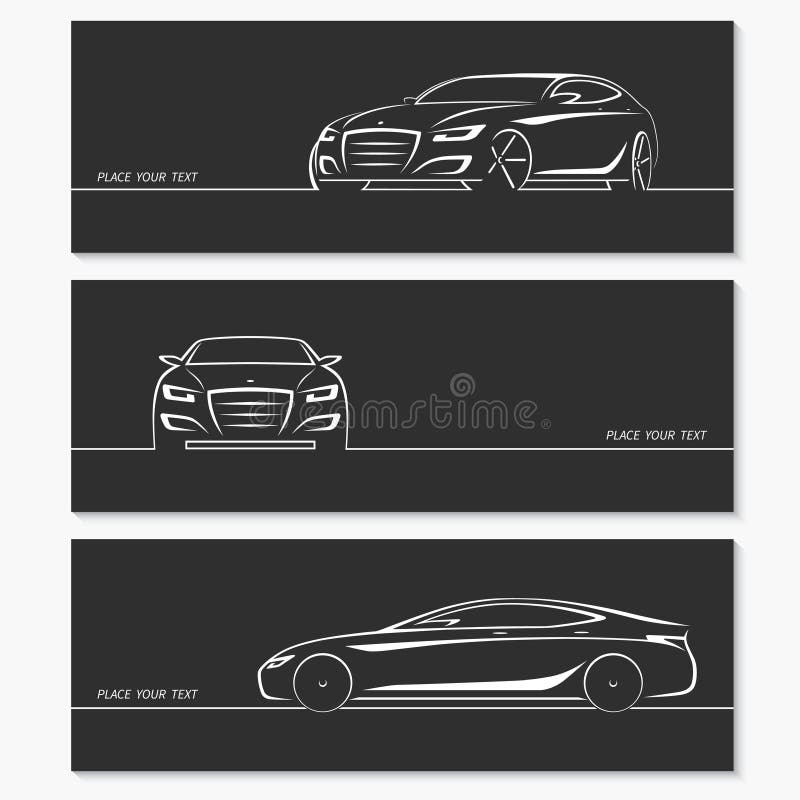 Set of Modern Car Silhouettes. Stock Vector - Illustration of abstract ...
