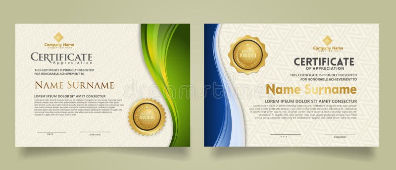 Set Modern Certificate Template with Flow Lines Ornament and Modern ...
