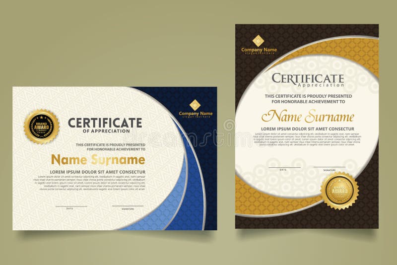 Set Modern Certificate Template with Realistic Texture Diamond Shaped on the Ornament and Modern ...