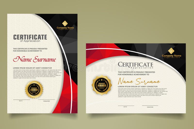 Set Modern Certificate Template with Triangle Geometric Polygon on ...