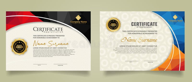 Set Modern Certificate Template with Triangle Geometric Polygon on ...