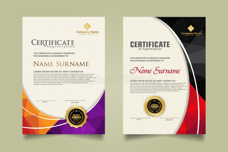 Set Modern Certificate Template with Triangle Geometric Polygon on ...
