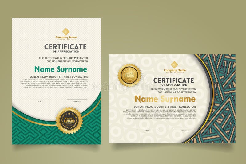 Set Vertical and Horizontal Certificate Template with Diagonal Angle ...