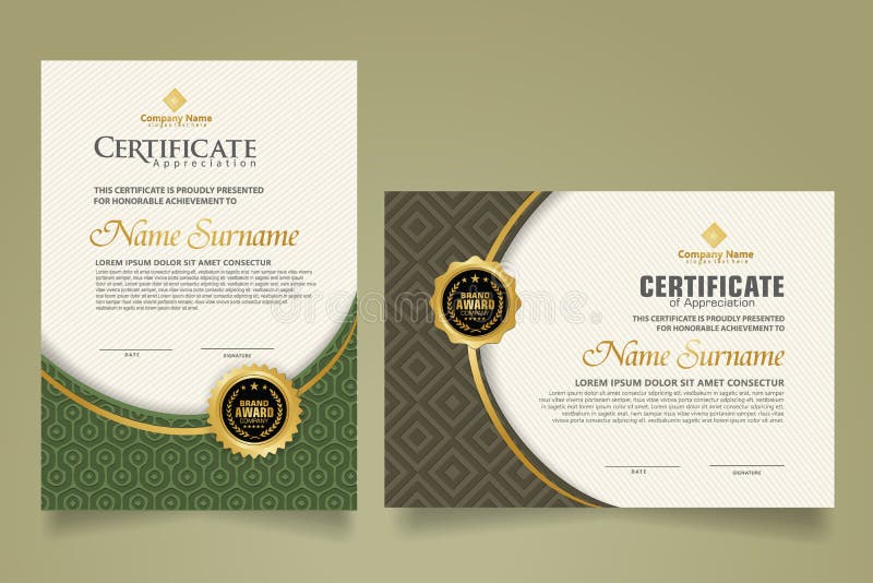 Set Horizontal Certificate Template with Maze Texture on Curve Ornament and Modern Pattern ...