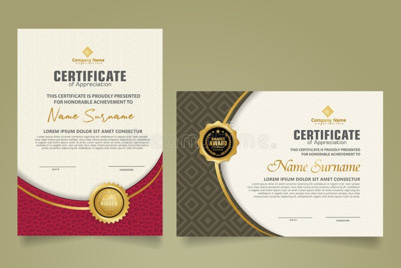 Set Vertical and Horizontal Certificate Template with Organic Rounded ...