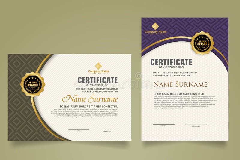 Set Vertical and Horizontal Certificate Template with Triangle Box and ...