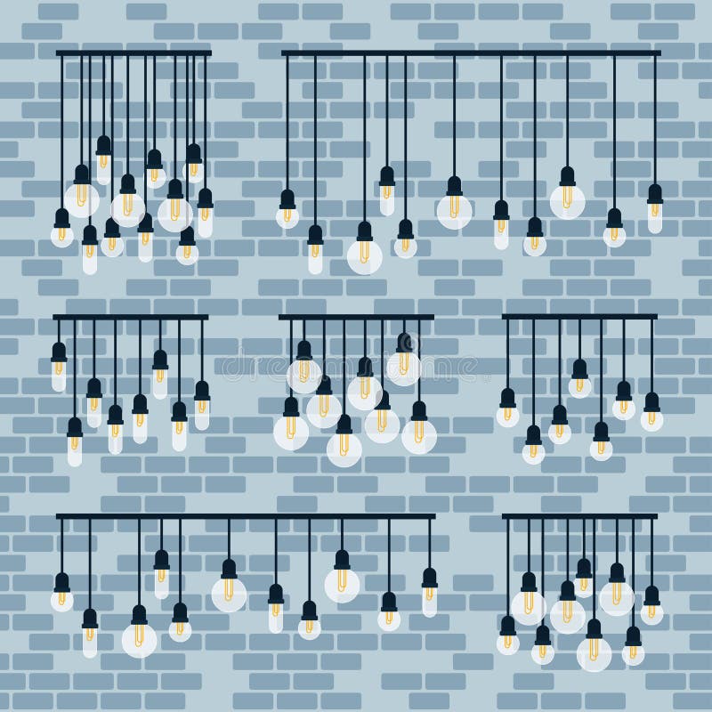 Set of Modern Chandeliers. Illustration in Flat Cartoon Style Stock ...