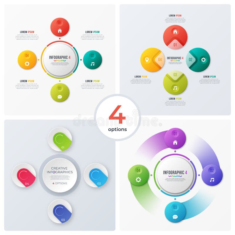 Set of Modern Circle Charts, Infographic Designs, Visualization Stock ...