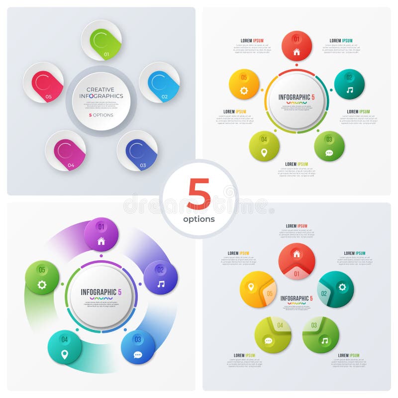 Set of Modern Circle Charts, Infographic Designs, Visualization Stock ...