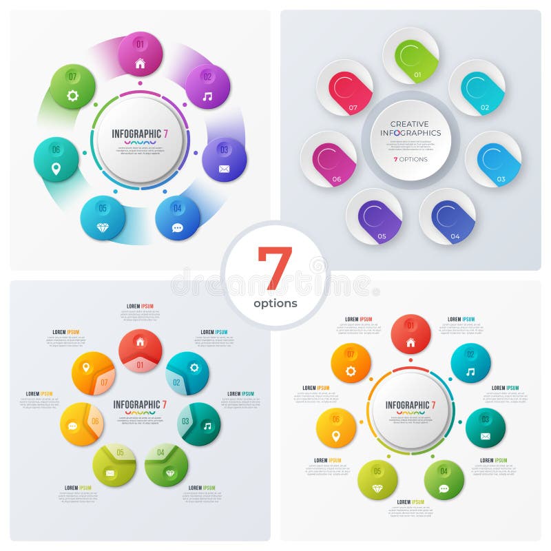 Set of Modern Circle Charts, Infographic Designs, Visualization Stock ...