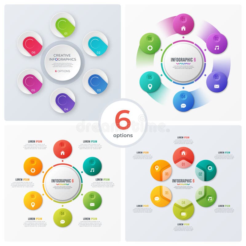 Set of Modern Circle Charts, Infographic Designs, Visualization Stock ...