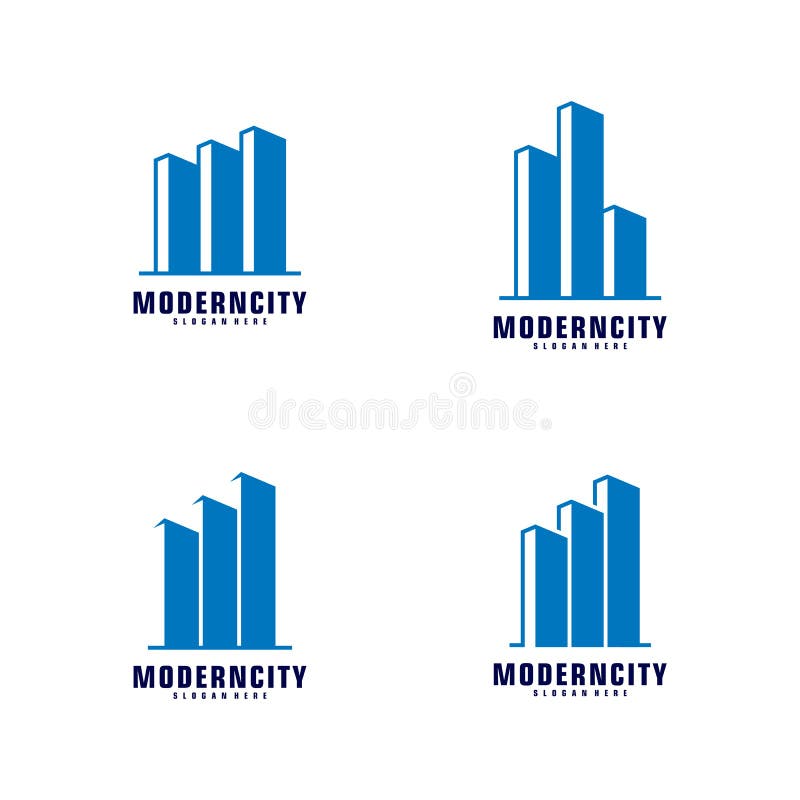 Set of Modern City Logo Design Template. Skyline Design Vector ...