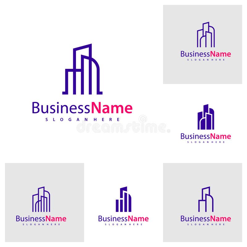 Set of Modern City Logo Design Vector Illustration, Creative Building ...