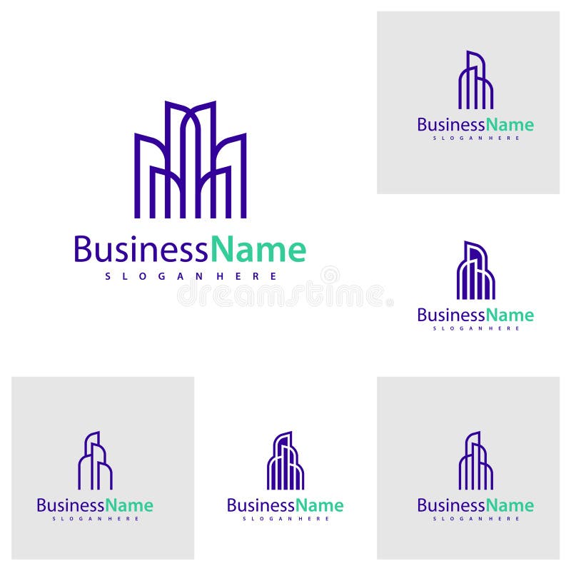 Set of Modern City Logo Design Vector Illustration, Creative Building ...