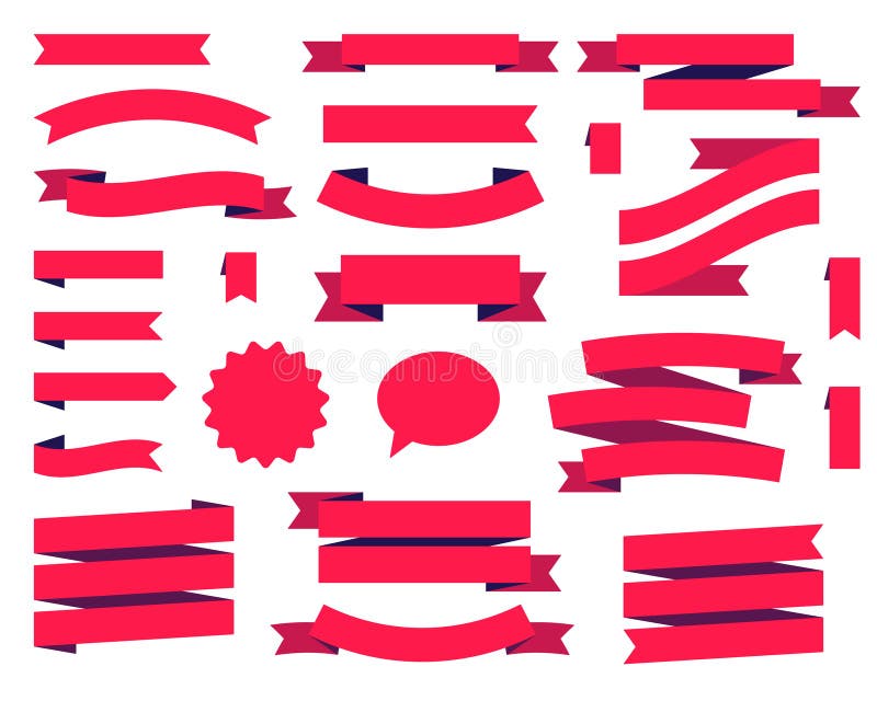 Set of Modern Colored Ribbons. Ribbon Flat Set Stock Illustration ...