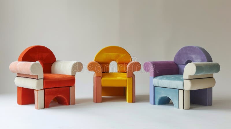 Colorful Modular Children Chairs Stock Image - Image of modern ...