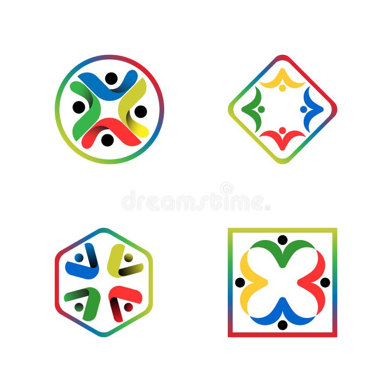 Set Modern Community Logo Desain Stock Vector - Illustration of ...