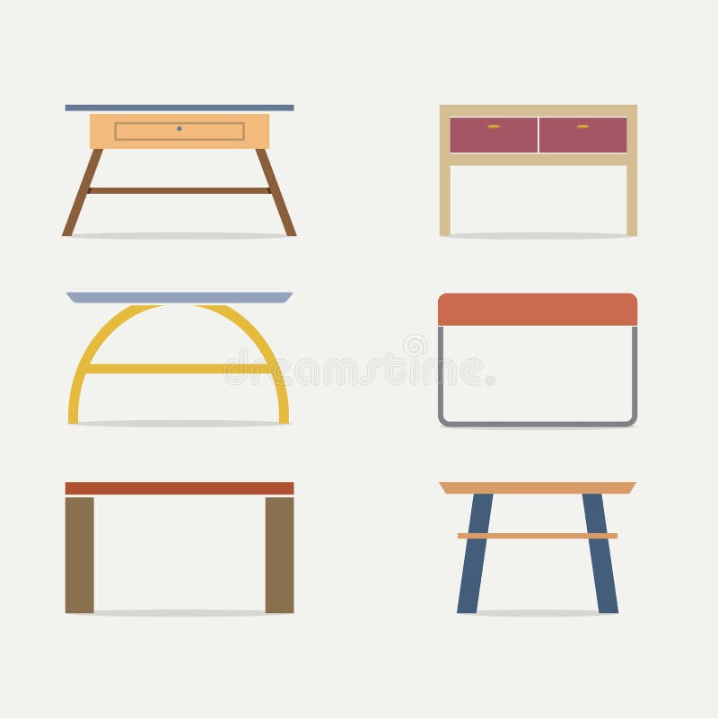 Set of Modern Console Table. Stock Vector - Illustration of empty ...