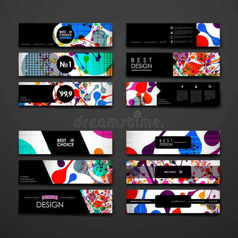 Set of Modern Design Banner Template in Abstract Background Style Stock ...