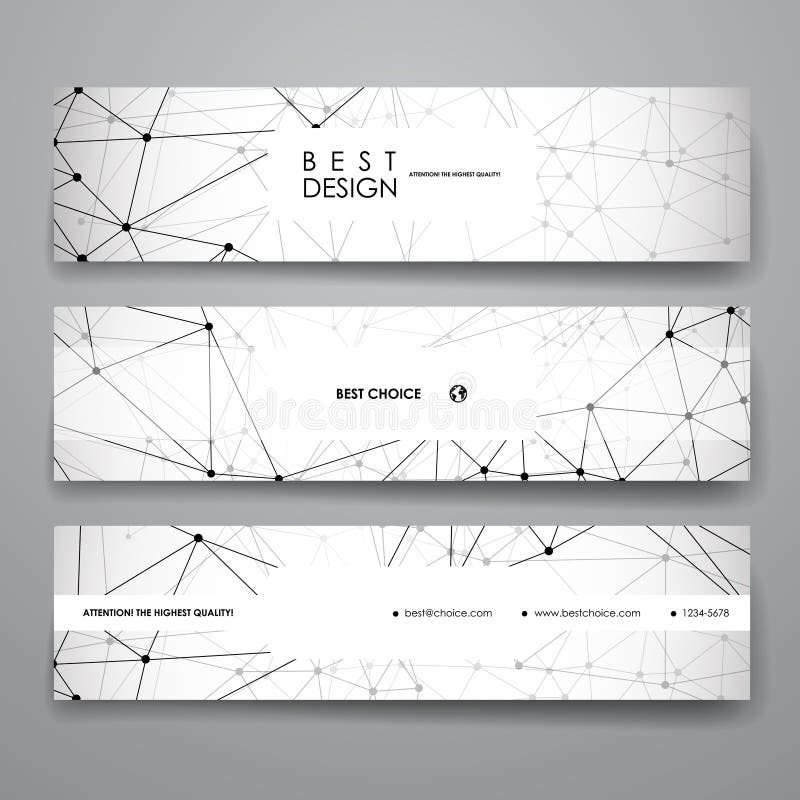 Set of Modern Design Banner Template in Molecular Structure Style Stock ...
