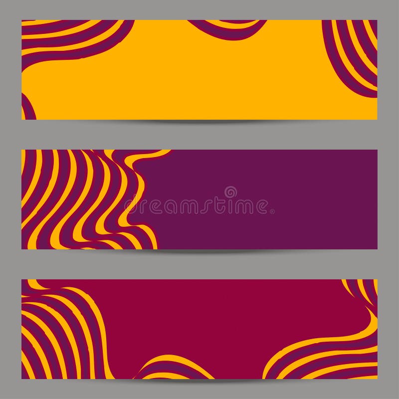 Set of Modern Design Banners, Headers Template with Abstract 3d Volume ...