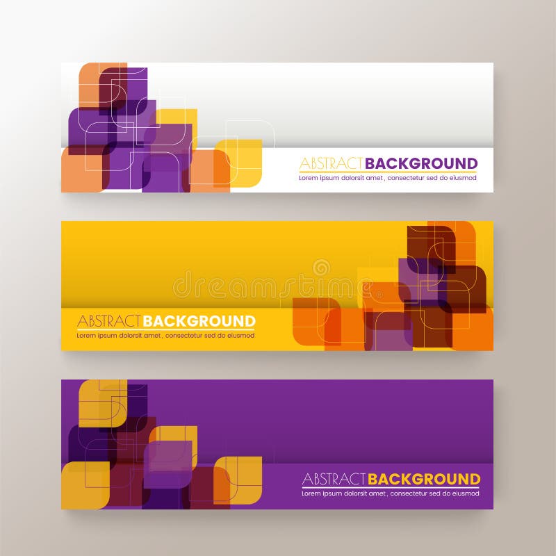 Set of Modern Design Banners Template with Abstract Colorful Squares ...