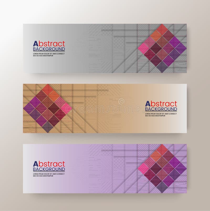 Set of Modern Design Banners Template with Abstract Square Pattern ...