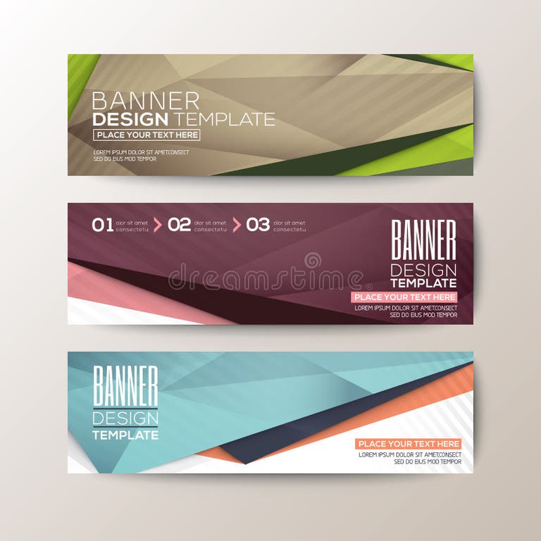Set of Modern Design Banners Template with Abstract Triangle Polygon ...
